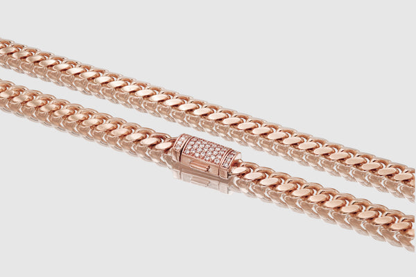 5mm Solid Miami Cuban Gold Diamond Lock Necklace | Uverly