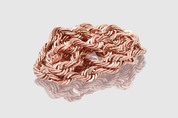 2.5mm - 7mm 10k Laser Rope Hollow Rose Gold Necklace | Uverly